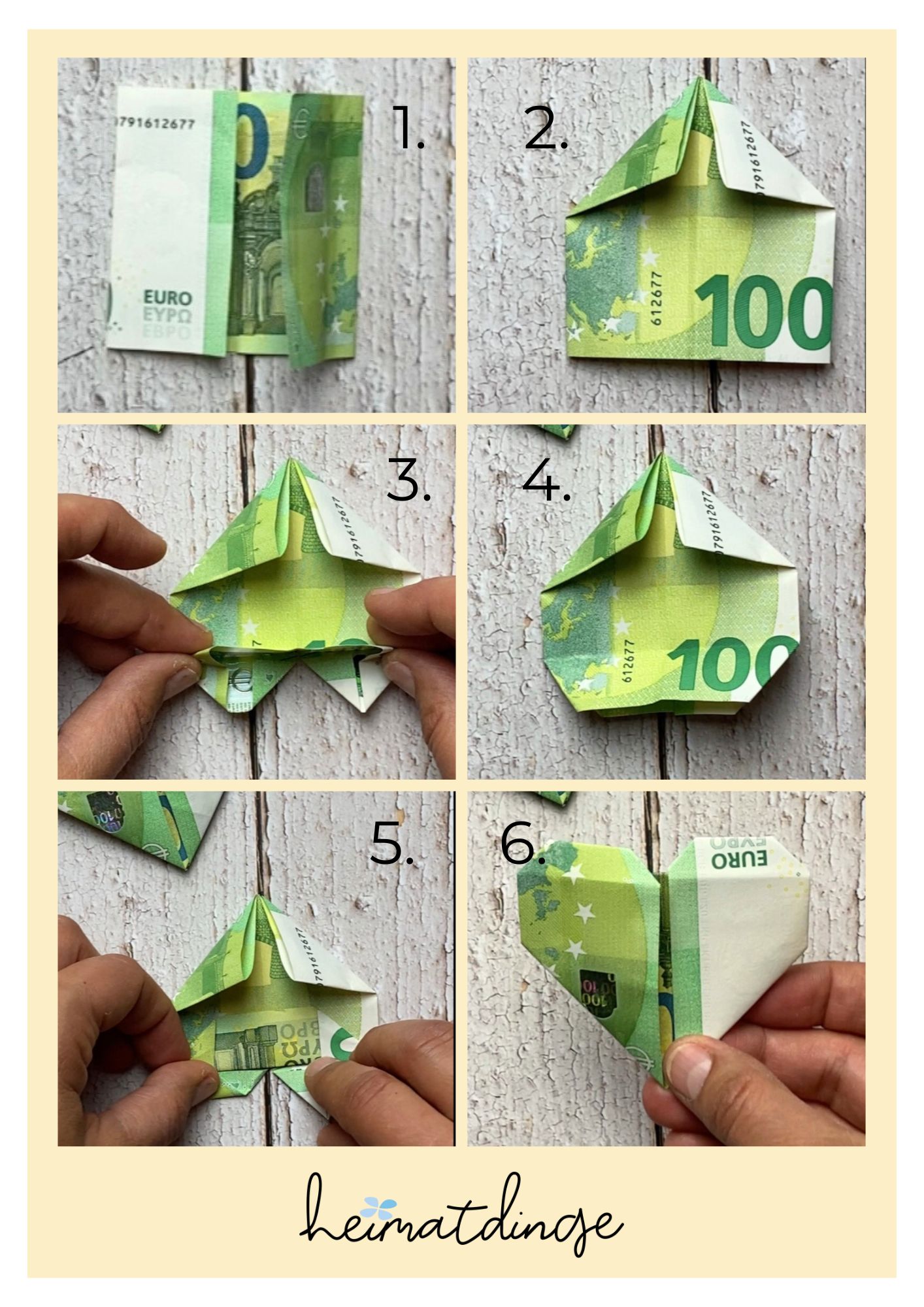 Herz aus Geld falten - kreatives DIY Geldgeschenk – Heimatdinge