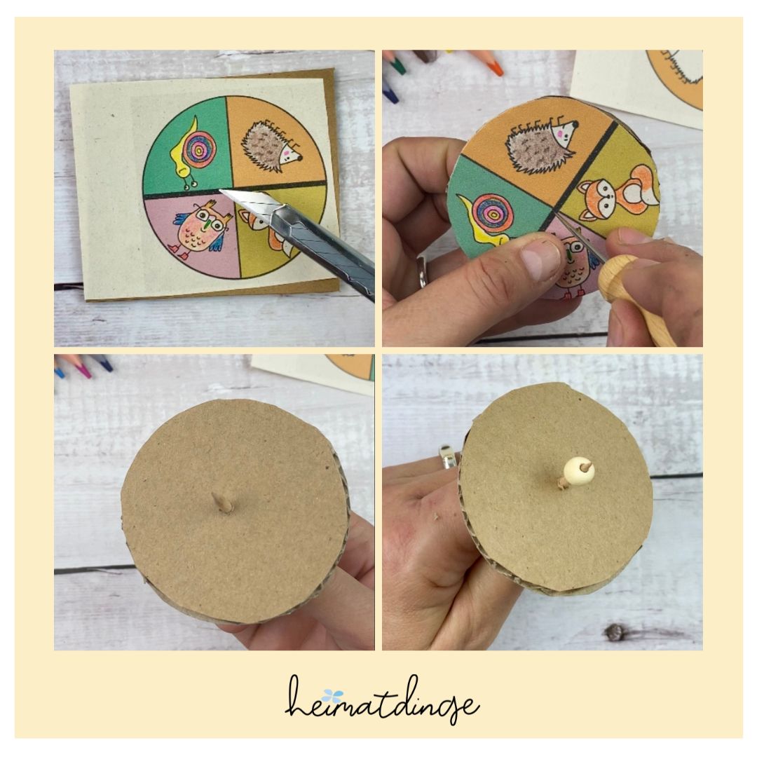 Kreisel basteln - Anleitung mit Vorlage – Heimatdinge