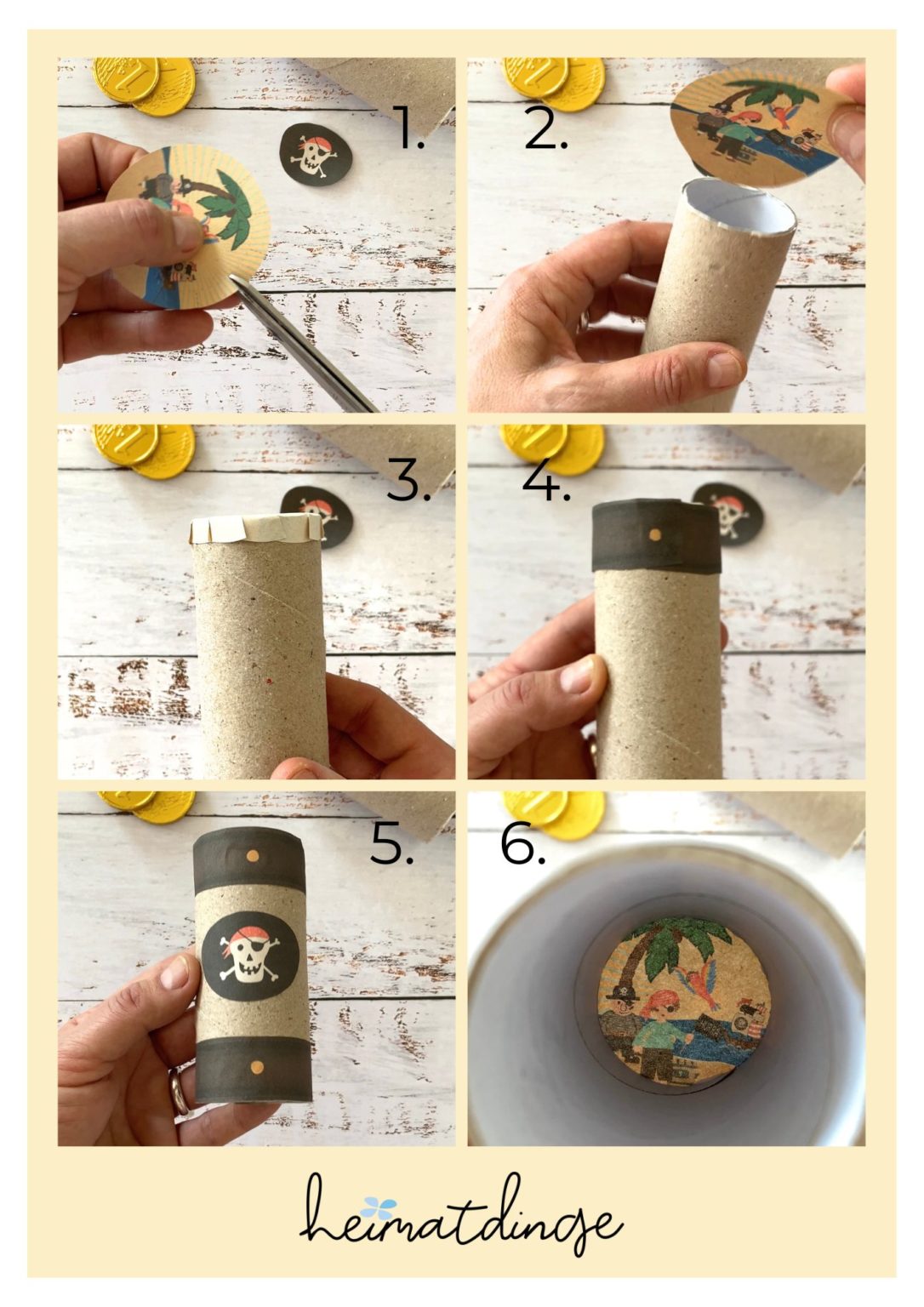 Piraten Fernrohr basteln - Vorlage - Heimatdinge